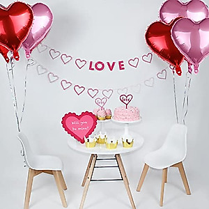 Happy Valentines Day Balloons Red Pink Heart Shape Balloon Party Decorations Supplies, Valentines Day Decorations, Romantic Anniversary Balloons Decor
