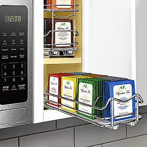 LYNK PROFESSIONAL® Pull Out Spice Rack Organizer for Cabinet - 4-1/4 inch and Slide Out Tea Bag Organizer