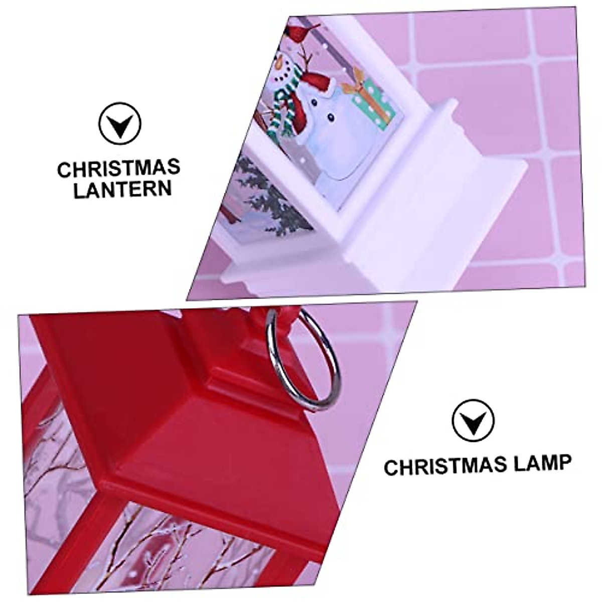 NOLITOY 2pcs Christmas Flame Lights Christmas Decorative Lantern Santa Snow Globe Lantern LED Christmas Lantern Table Top Decor Small Telephone Booth Lamp Snowball Christmas Plastic