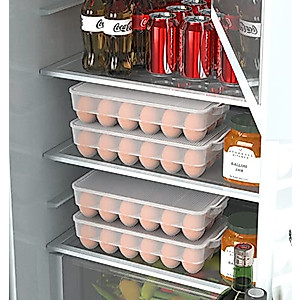 Clear Covered Egg Holder 3-Pack, Plastic Egg Storage for Refrigerator, Egg Tray Container with Lid, Fits 18 Eggs