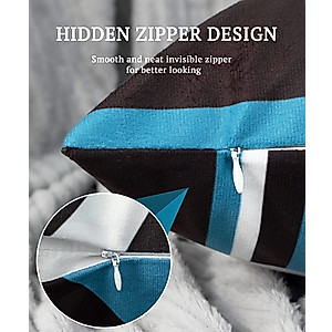 D DIFARIC Blue and Black Throw Pillow Covers 18x18 Inches Set of 4 Decor Decorative Throw Pillow Cover Abstract Modern Geometric Teal Square Cushion Cases for Sofa Bed Couch