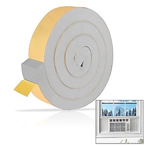 Powrocket Window Air Conditioner Insulation Foam Strip 2 x 1 Inch,High Resilience Window Seal Weather Stripping Tape with Adhesive,Window AC Installation Kit,6.5 Feet Long x 1 Roll