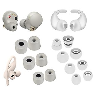 A-Focus [8 Pairs] WF-1000XM4 Ear Hooks Tips 【 Memory Foam & Silicone 】 Soft Replacement Comfortable Earbud Tips Wingtip Compatible with Sony WF-1000XM4 WF-1000XM3 WF-C500, 23515H Silver