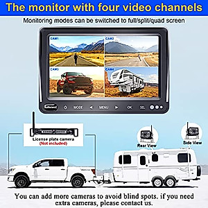 DoHonest RV Backup Camera Wireless HD 1080P 7'' Rear View DVR Monitor Kit 4 Channels Bluetooth Trailer Reverse Cam Adapter for Furrion Pre-Wired RVs Truck Van Infrared Night Vision Waterproof S19