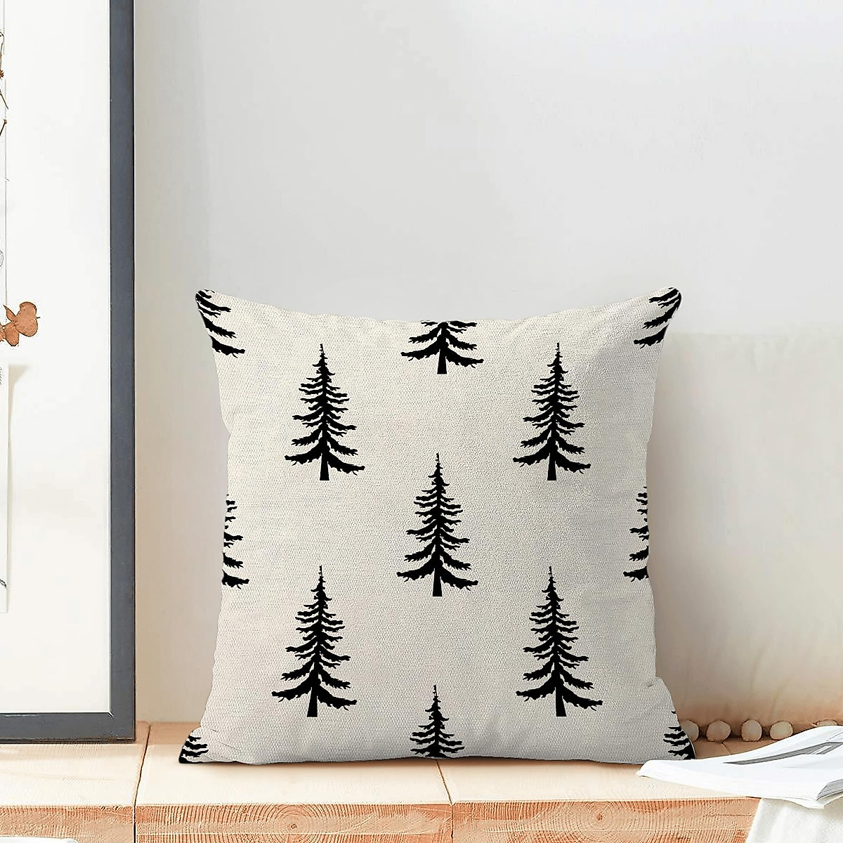 CXMEIFLY Christmas Pillow Covers 20x20 Inch Set of 2 White Black Christmas Tree Decor Throw Pillows Winter Xmas Holiday Outdoor Cushion Cases for Couch Bed Decorations