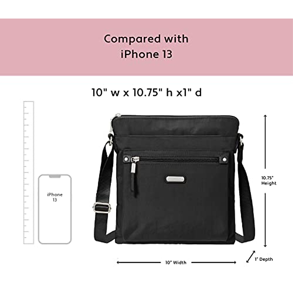 Baggallini womens Go Bagg With Rfid Wristlet Handbags, Black, One Size US