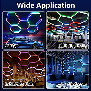 Kweetle LED Hexagon Garage Light, 5 Honeycomb Grid Systems Hexagon LED Lights 200W 20000LM Car Detailing Ceiling Lights Room Decor Lights for Garage Workshop Basement Gym Warehouse(25 Pack)
