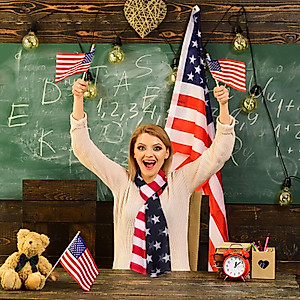 Clysee 4 Pcs Independence Day American Flag Scarf Patriotic Scarf for Women Blue Red White USA Flag Wrap Soft 4th of July Shawl for Gifts