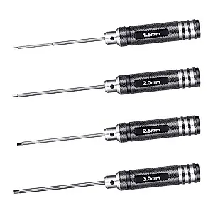 Neewer Lightweight Titanium Nitride Coating Hex Driver Wrench 4 Piece Set, Hex Screw driver Tools Kit Set for RC Helicopter (1.5mm/2mm/2.5mm/3.0mm)