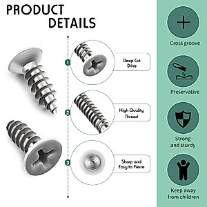 100 Pieces #8 White Screws Wall Plate Screws Painted Antique White Coated Stainless Flat Head Self-Tapping Screw for Wall Plates Switch Covers Replacement Outlet Light Switch Plate (32 x 0.5 Inch)