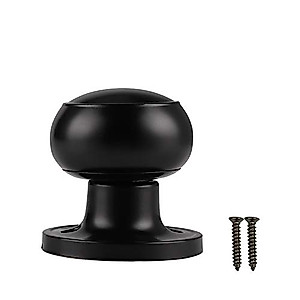 Probrico 2 Pack Single Side Dummy Knobs, Matte Black Finish, Non-Turning Inactive Interior Door Handles, French Door Pulls, Flat Ball Knob