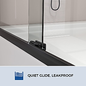 DELAVIN 56-60 in. Frameless Shower Door, Bathroom Sliding Shower Door, 5/16" (8mm) Clear Tempered Glass, SGCC Tempered Glass Door with Explosion-Proof Film