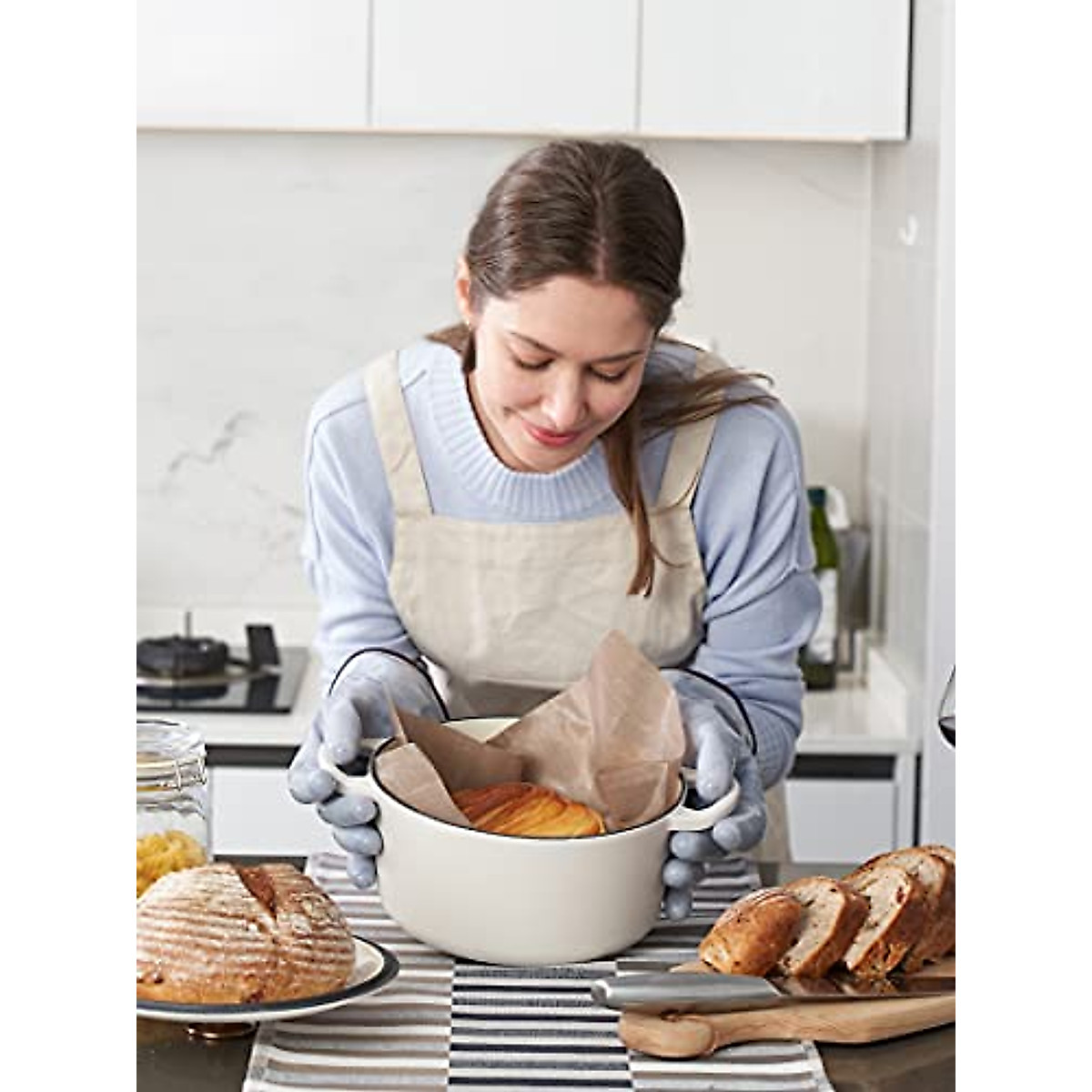 Wahoo Liquid Silicone Oven Gloves, CoralAir Liner, Heat Resistant Gloves for Cooking, Food-Grade, Waterproof, Baking, Medium