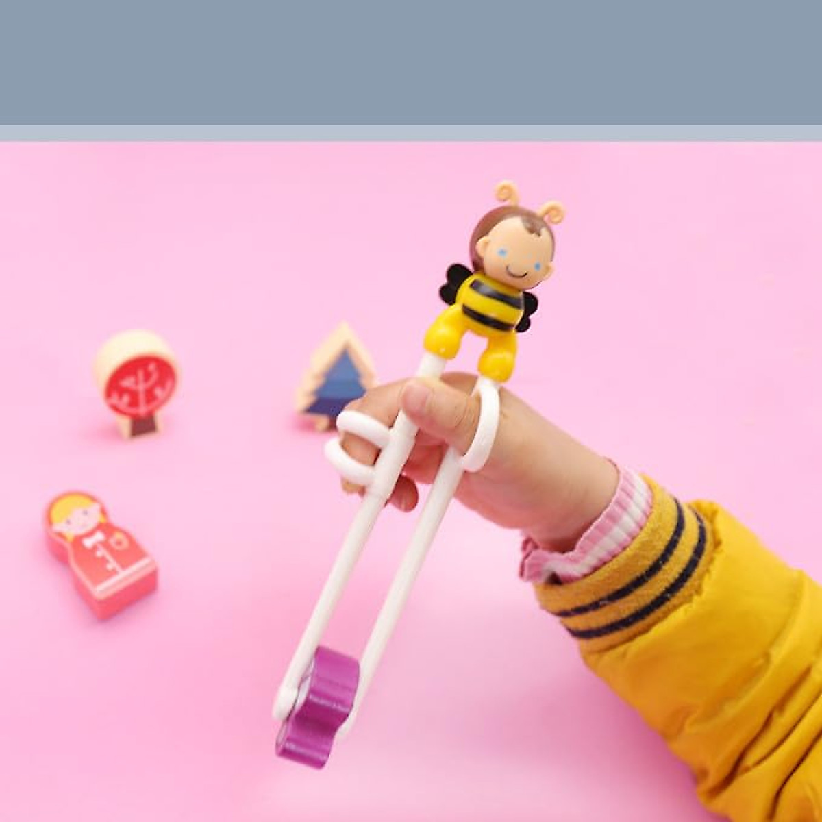 Children's Practice Chopsticks Kids Chopsticks Reusable Childrens Chopsticks Easy To Use Chopsticks Toddler Chopsticks Helper (Bee stainless steel yellow)