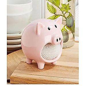 Two's Company Pig Scrubby Holder Set with Scrubby
