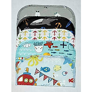 1 Ply Printed Flannel Little Wipes 8x8 Inches Set of 5 Pirates and Friends