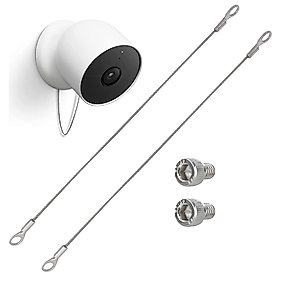 OYOCAM Anti Theft and Anti-Drop Security Chain Compatible with Google Nest Cam (Battery) Noorio B200 Arlo Ultra Pro 4/3 Anti-Theft Cable Protect Function, 2 Pack, Silver (Cam Not Included)