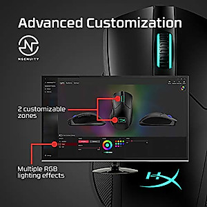 HyperX Pulsefire Dart - Wireless RGB Gaming Mouse, Software-Controlled Customization, 6 Programmable Buttons, Qi-Charging Battery up to 50 hours - PC, PS4, Xbox One Compatible,Black