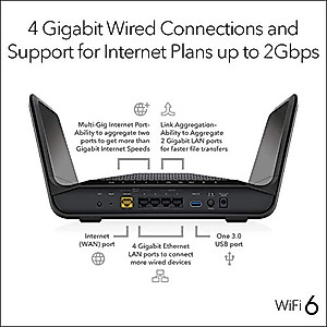 Netgear RAX70-100NAR Nighthawk AX6600 Tri-Band WIFI 6 Router (Renewed)
