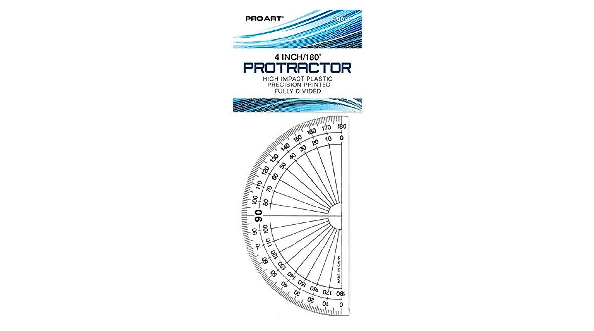 Pro Art 180 Degree 4-inch Clear Protractor - Accurate & Durable
