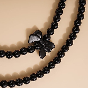 Wiwpar Imitation Pearl Handbag Chains Shoulder Bag Replacement Chain Butterfly Long Messenger Bag Accessories (Black)