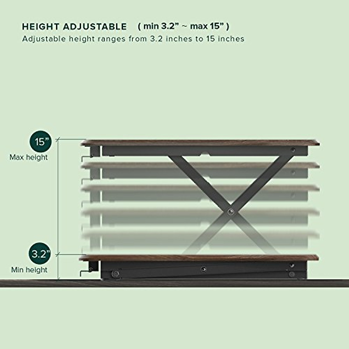ZINUS Molly 28 Inch Standing Desk with Adjustable Height / Desktop Workstation / Desk Converter / No Assembly, Espresso