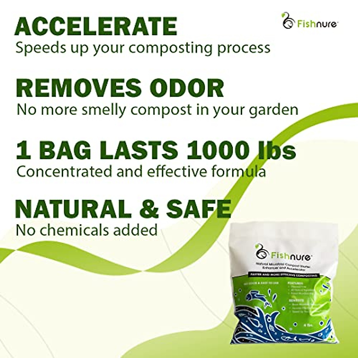 Fishnure 4 pounds Natural Living Compost Starter, Enhancer and Accelerator - 1 Bag for 1000lb (1m3) of Compost with Proprietary Blend for Effective, Odor Free and Natural Compost