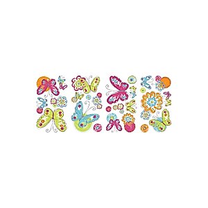 RoomMates RMK2325SCS Vibrant Brushwork Butterfly Peel and Stick Wall Decals
