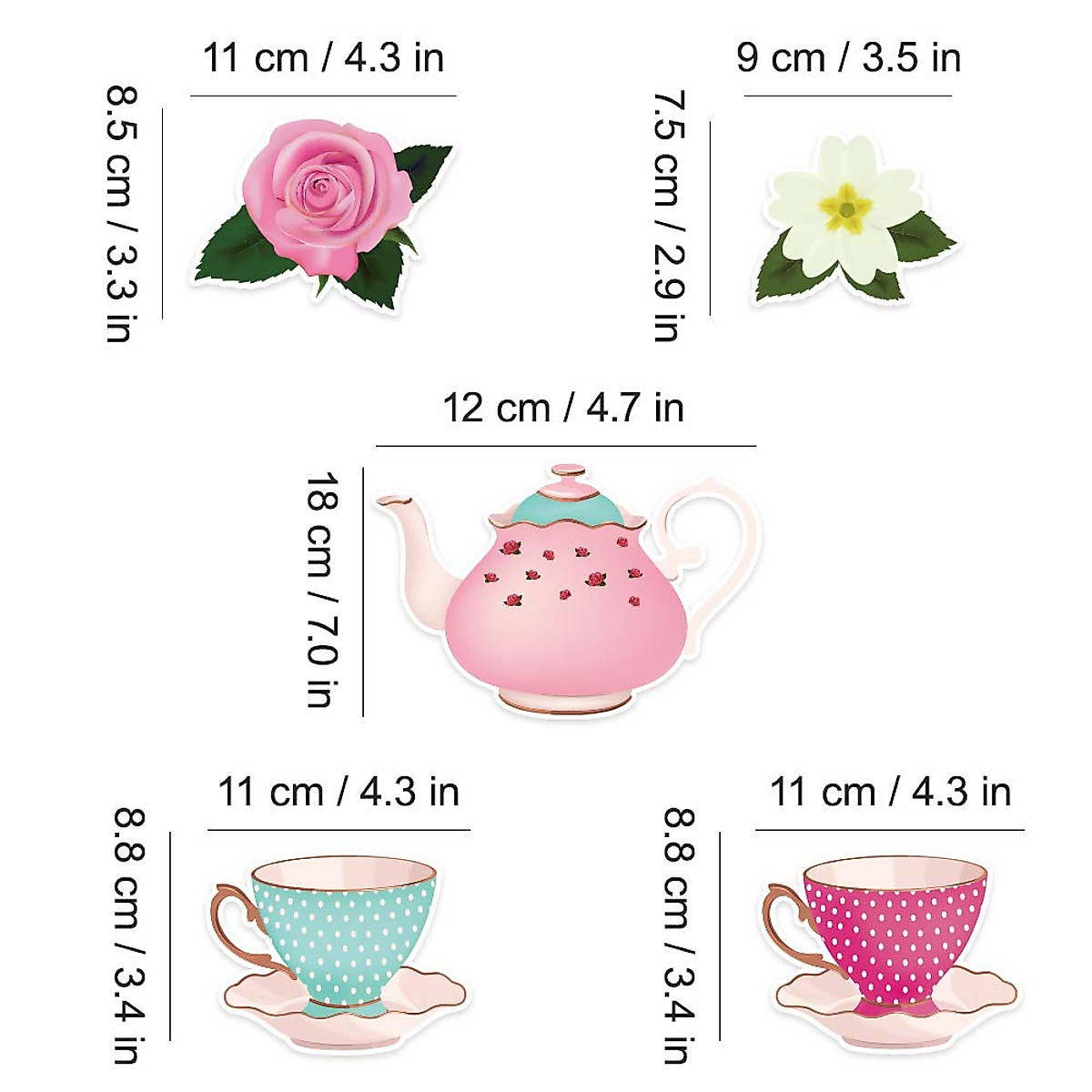 Tea Party Decoration Banner and Hanging Decorations Set Alice in Wonderland Party Garland Decor Teapot Teacup Flower Hanging Garlands for Tea For Girls, Princesses, Bridal Showers, Birthday Party