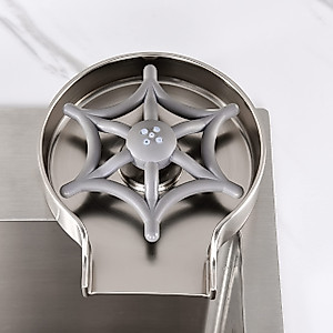 Metal Glass Rinser for Kitchen Sink - Cup Washer, Glass Washer for Sink, Glass Cup Cleaner Sink Attachment, Cup Rinser for Bar Sink, Brushed Nickel