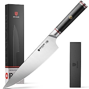 BRODARK Japanese Chef Knife,Professional Kitchen Knife in AUS-10 Steel,High-Class 8 Inch Chef's Knife with Ergonomic Handle,Ultra Sharp Cooking Knife,NSF Certified,Gift Box
