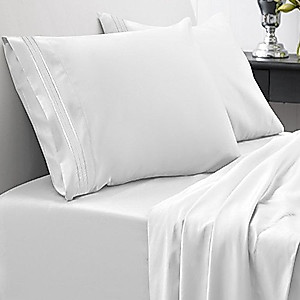 Queen Size Bed Sheets - Breathable Luxury Sheets with Full Elastic & Secure Corner Straps Built In - 1800 Supreme Collection Soft Deep Pocket Bedding, Sheet Set, EXTRA DEEP pocket - Queen, White