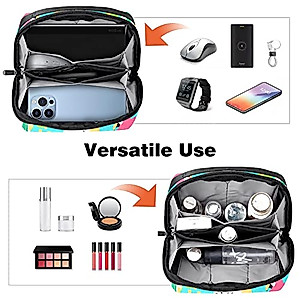 Travel Cord Organizer, Tech Organizer, Electronics Organizer, Cable Organizer Bag, Modern Cartoon Tropical Plant Parrot