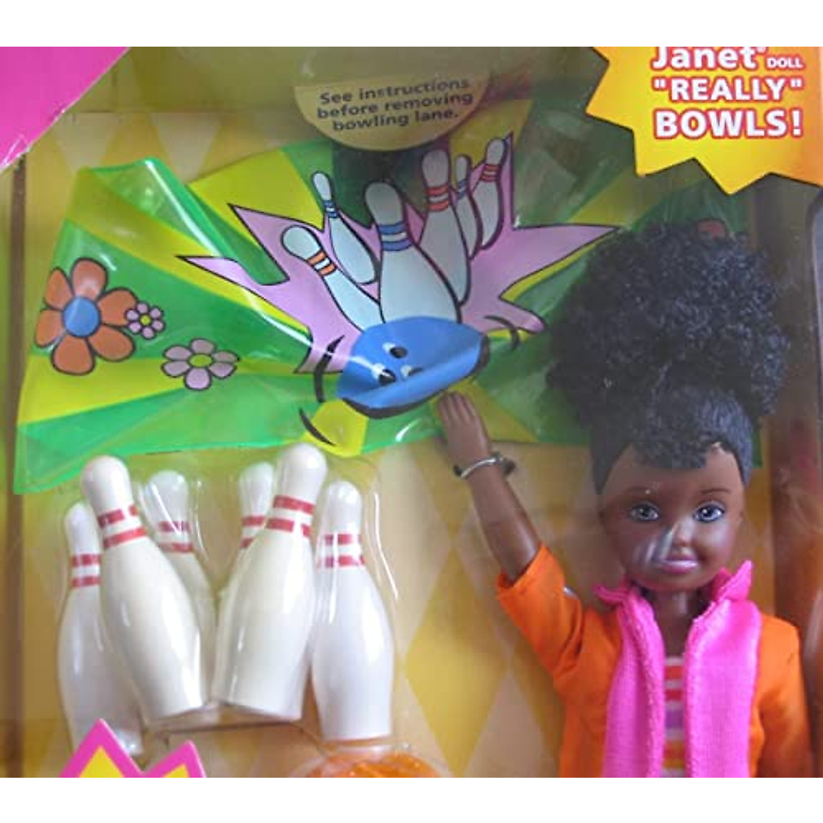 Barbie Bowling Party JANET Doll AA w Bowling Pins, Bowling Ball & More! (1998)