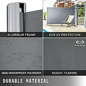 Nisorpa Retractable Screen for Patio 71'' H x 118'' L Standing Outdoor Privacy Retractable Side Awning Wind Screen Patio Garden Pools Side Pull Out Sun Shade Cloth Divider Blind Waterproof (Grey)