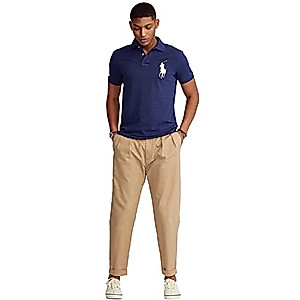 POLO RALPH LAUREN Mens Big Pony Custom Slim Fit Mesh Polo Shirt (Large, Navy)
