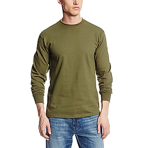 Soffe mens Long-Sleeve Cotton T-Shirt, Olive Drab Green, Large