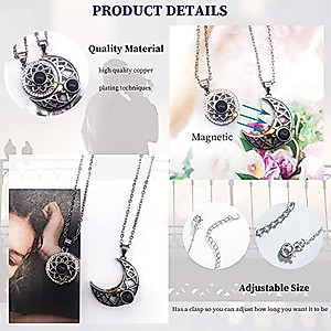 4Pcs I Love You Necklace 100 Languages for Him and Her Projection Magnetic Necklace Matching Necklaces for Couples Best Friends Friendship Gift Jewelry (rose gold sun and black moon)