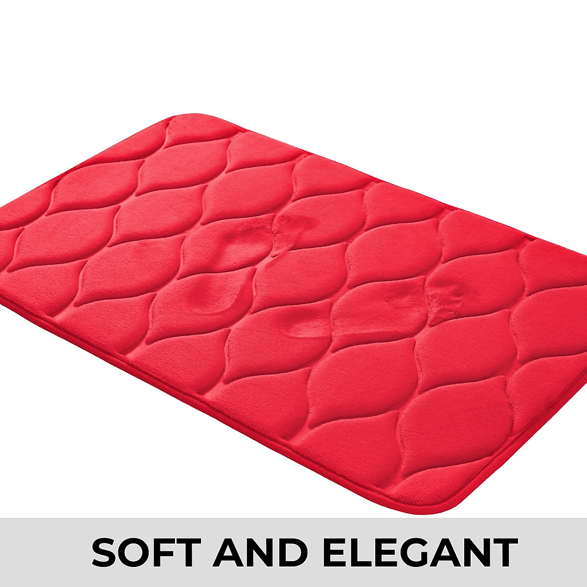 Yafa Home Fashion 2 Piece Oval Shaped Design Embossed Solid Color Memory Foam Soft Bathroom Rug Set Non-Slip PVC Backing