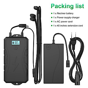 2500mAh Battery Pack for Reclining Furniture Universal Wireless Recliner Battery Pack Charger for Electric Recliner, Sofas, Lift Chairs, Couch Suitable for 2-Pin Connection
