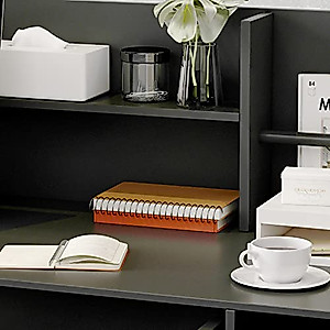 AIEGLE Reception Desk with Drawers & Storage Shelves, Reception Table with Private Panels, for Salon Reception Room Checkout Office, Black (47.3" L x 18.3" W x 43.3" H)