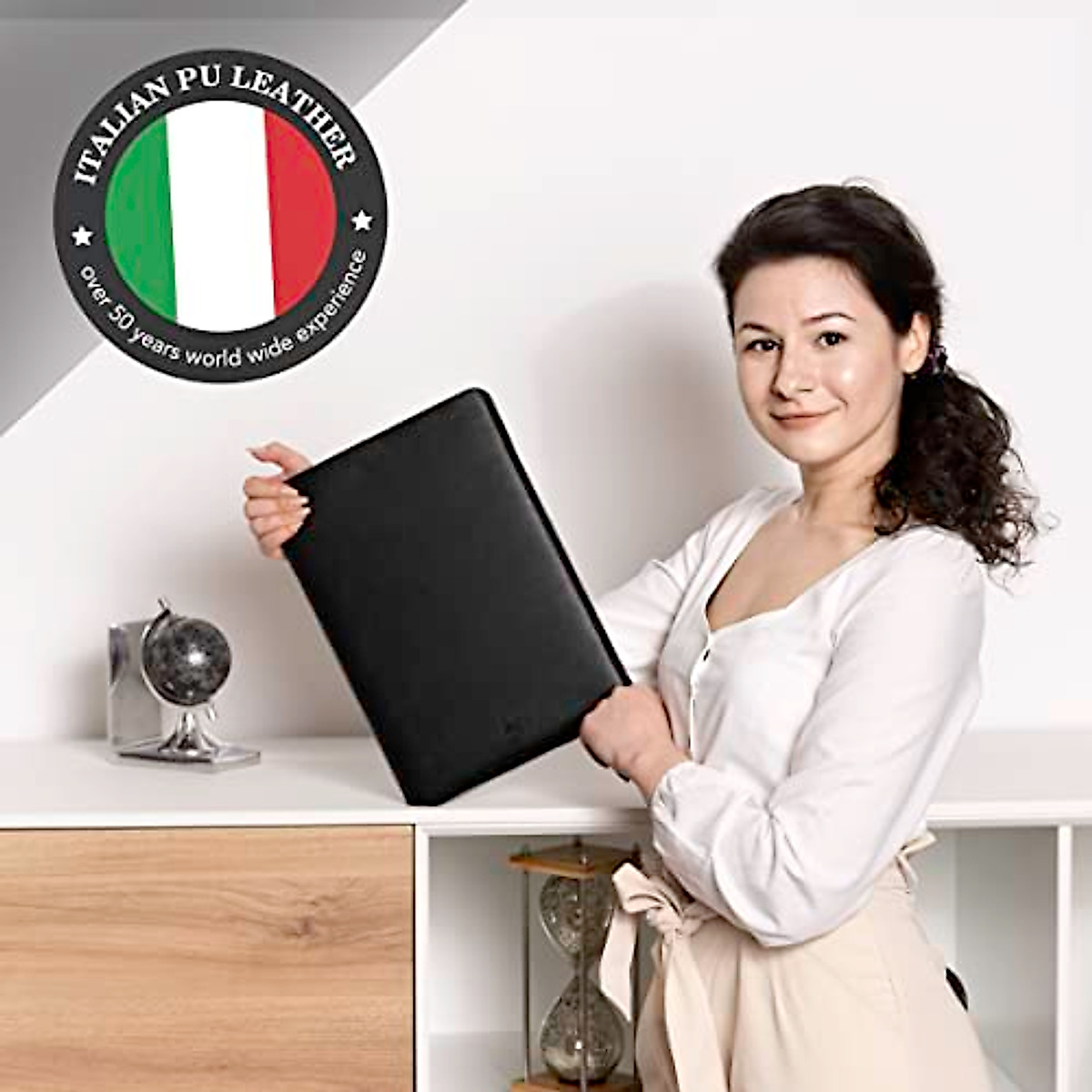 Slim PU Leather Laptop Sleeve 13 Inch | Professional Looking MacBook Air Sleeve, Soft Touch Wool Padded, No Smell Made of Italian PU Leather, Fits: Mac Book Pro 2020, iPad & Other Laptop Case - Black