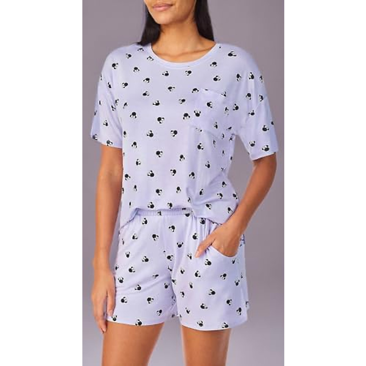 Disney Womens Short Pajama Set with Pockets (Purple, X-Large)