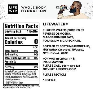 LIFEWTR, Premium Purified Water pH Balanced with Electrolytes For Taste, 1 Liter bottles (6 Pack)