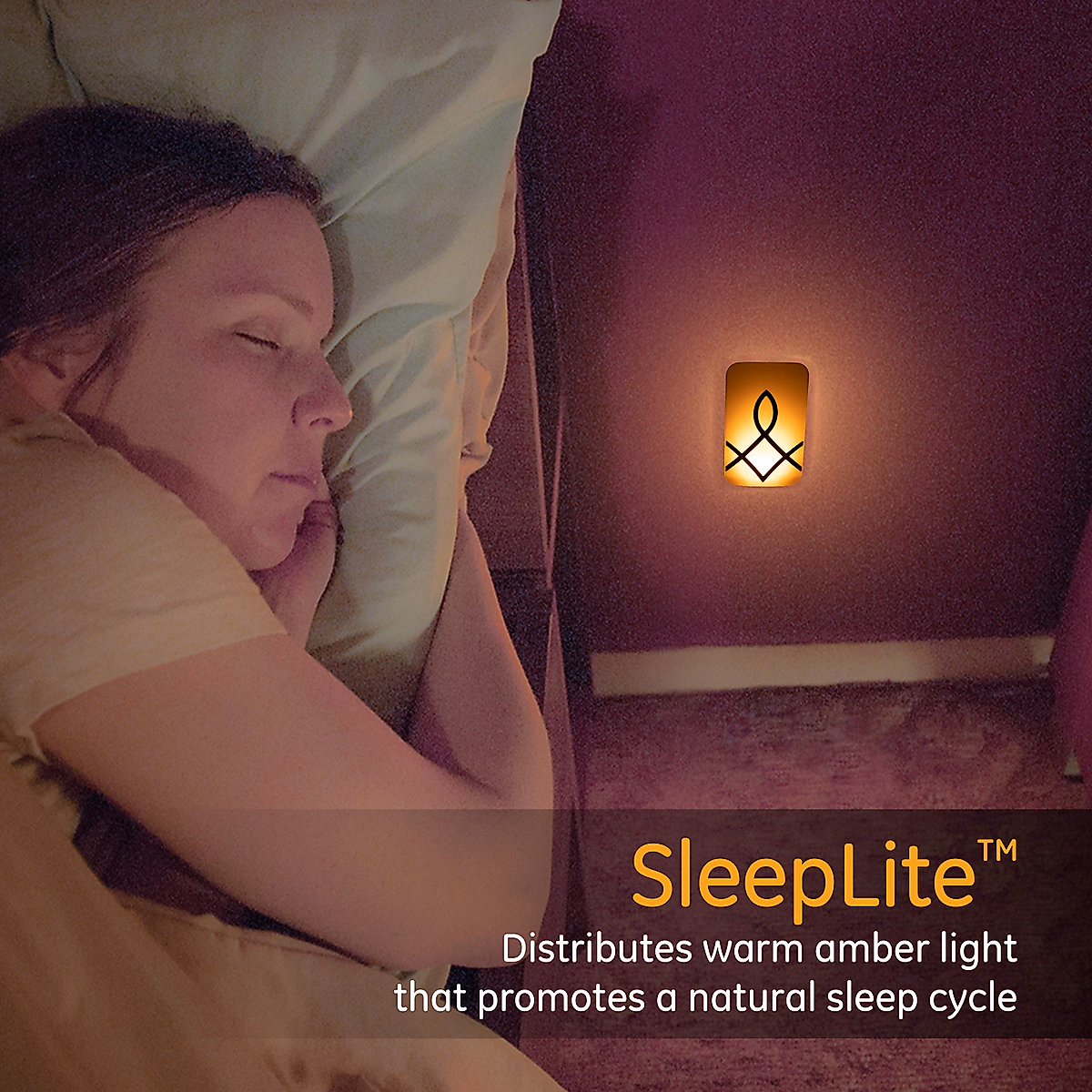 GE SleepLite LED Amber Night Light, Hi/Low Dimmable, Dusk-to-Dawn, Melatonin, Natural Sleep Aid, Ideal for Bedroom, Nursery, Bathroom, 46453, 2 Pack, Oil-Rubbed Bronze | Candle Glow
