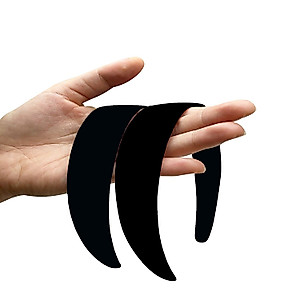 1.2 Inch Satin Headbands, Ladies and Girls Antiskid Hard Hair Bands, DIY Hair Headbands, 6 Pcs Black.