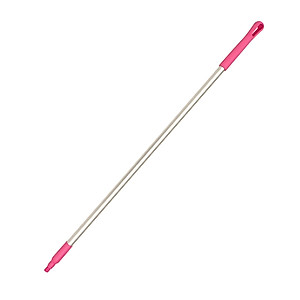 SPARTA Adjustable Aluminum Broomstick, 48” Mop and Broom Handle Replacement with Color-Coded System for Environments with Harsh Cleaning Agents, Aluminum, 48 Inches, Pink