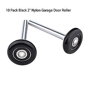 EWONICE 10 Pack Nylon Garage Door Roller, 4" Stems / 2" Inch Ultra-Quiet Rollers, 6200RS Double Seals Precision Bearings, Durable and High Load (Black)