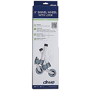 Drive Medical Locking Swivel Walker Wheels with Two Sets of Rear Glides, Gray