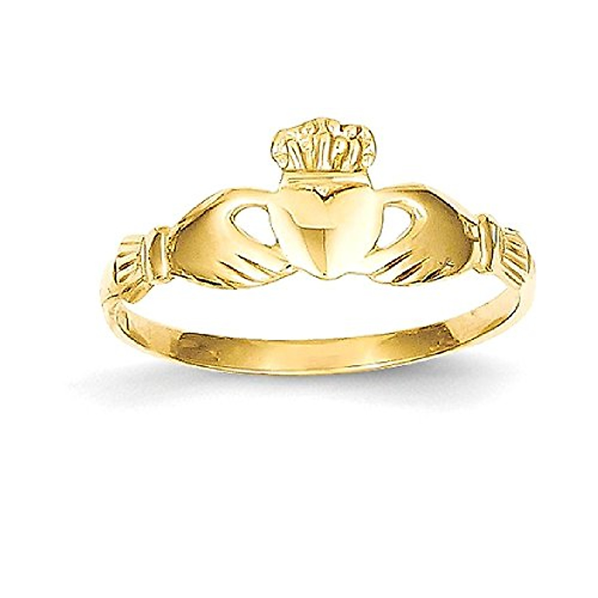 14K Yellow Gold Heart Love Irish Claddagh Celtic Ring Jewelry Size 7.00